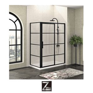 ZITTA - Ensemble porte coulissante MECANEX et base acrylique - Noir Mat ...